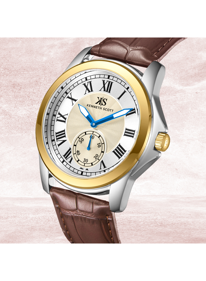Kenneth Scott Men's Analog Champagne Dial Watch - K24018-TLDC - Product ...