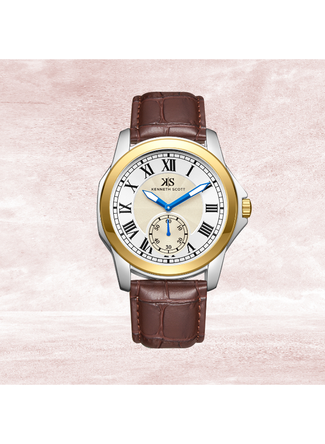 Kenneth Scott Men's Analog Champagne Dial Watch - K24018-TLDC - Product ...