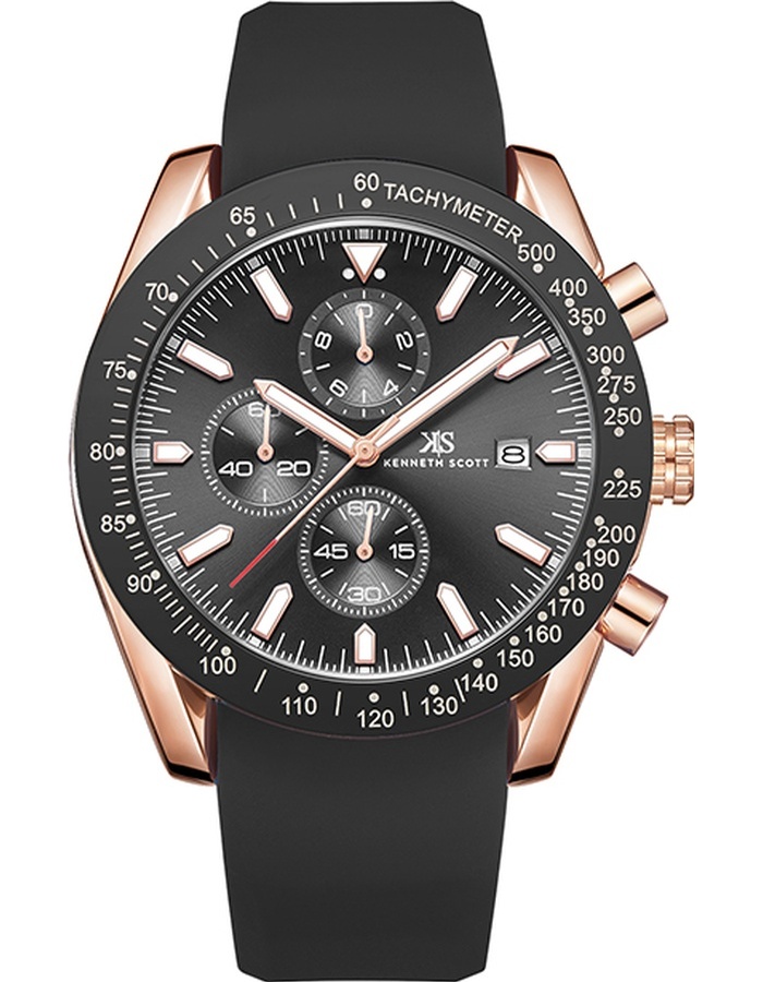 Buy Kenneth Scott Men's Dark Blue Dial Chrono & Multi Function Watch ...