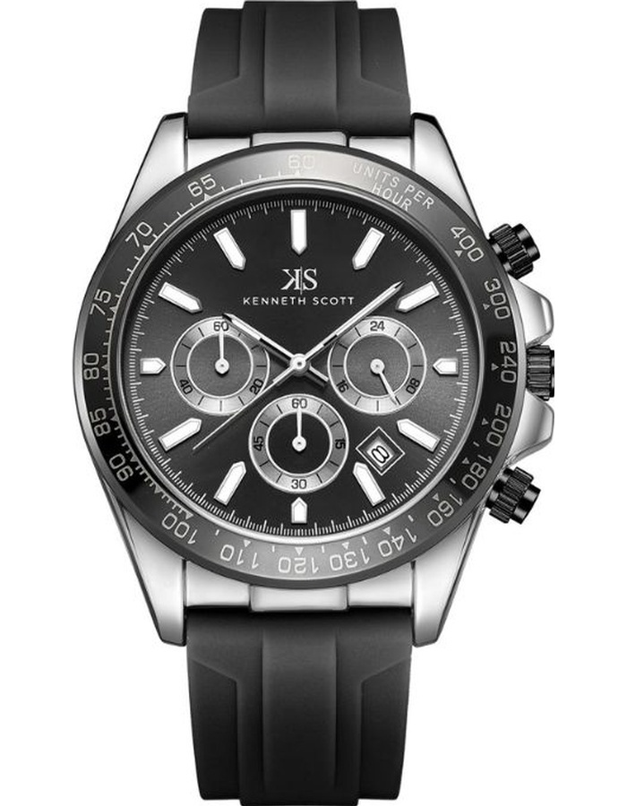Buy Kenneth Scott Men's Dark Blue Dial Chrono & Multi Function Watch ...