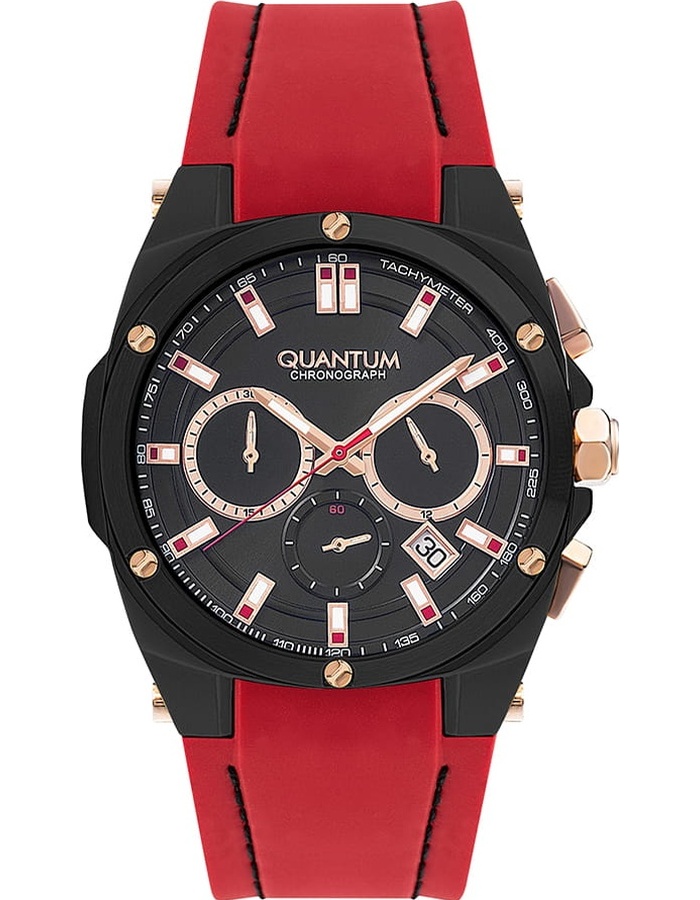 Quantum Men's Black Dial Chronograph Watch - HNG905.658