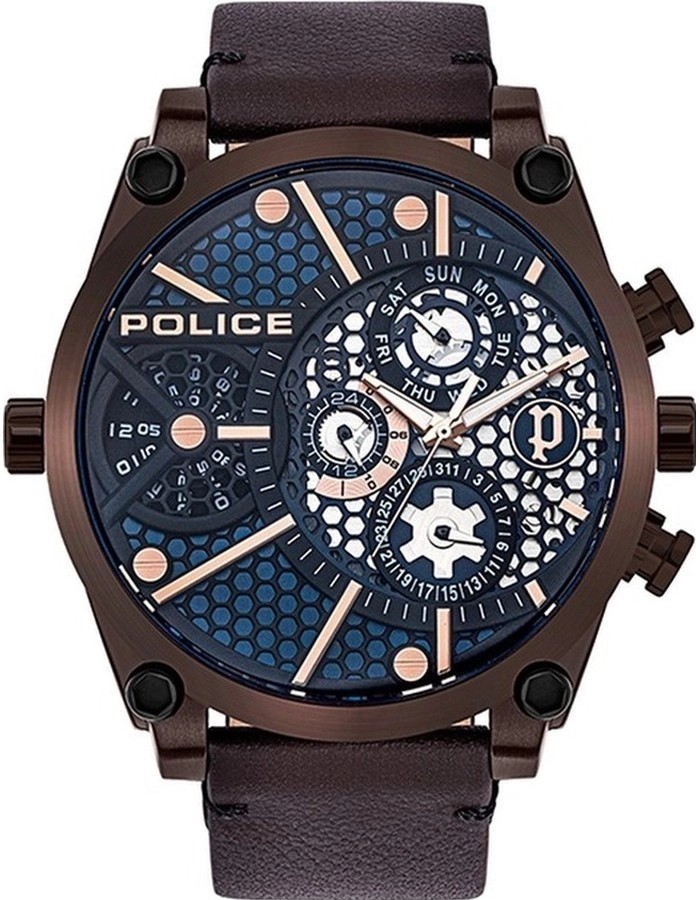 Buy POLICE Men's Multi Function Blue+Brown Dial Watch - P 15381JSBZ-03